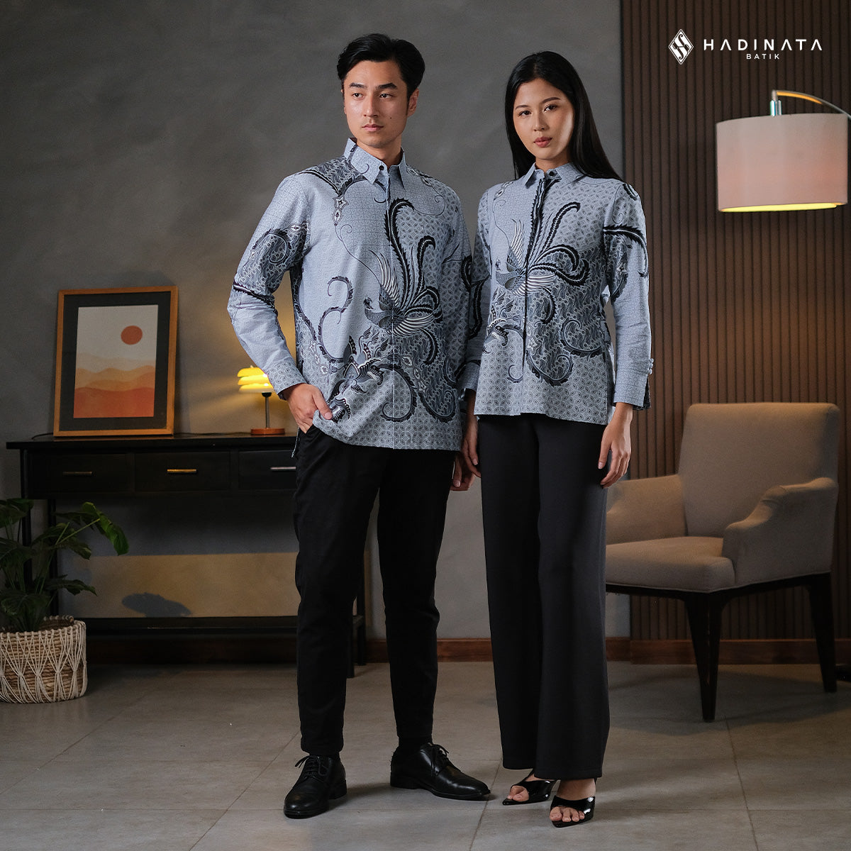 Hadinata Batik Sarimbit Set Batik Couple Mahija Grey - Kemeja Panjang